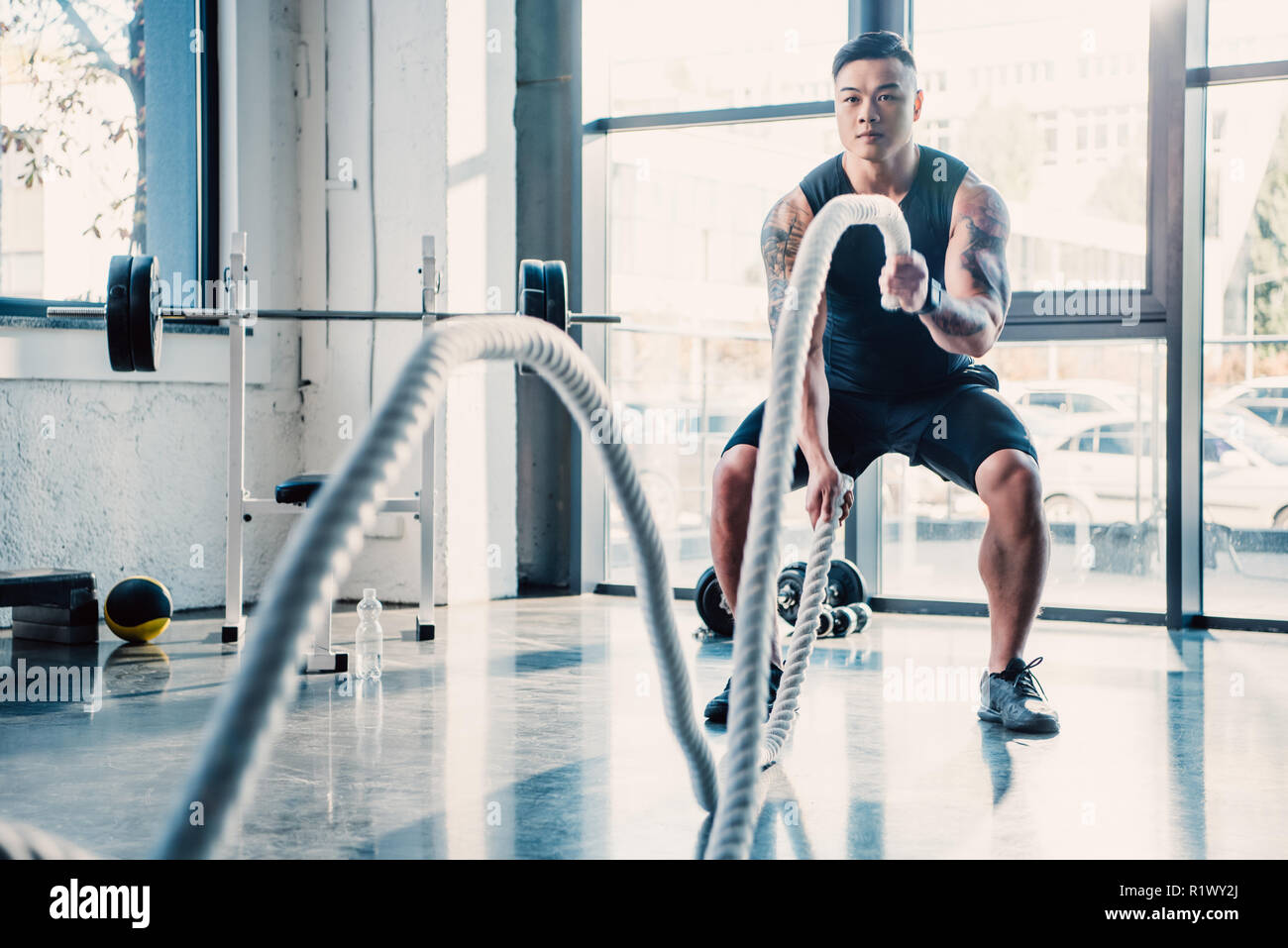 Young muscular sportsman training battle hi-res stock photography and ...