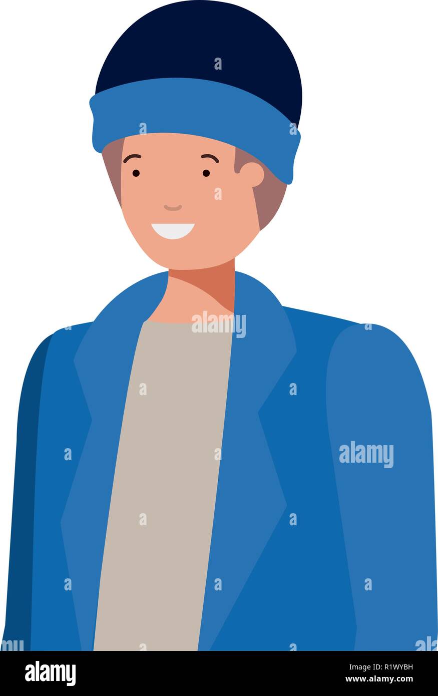 young man with winter clothes avatar character Stock Vector Image & Art ...