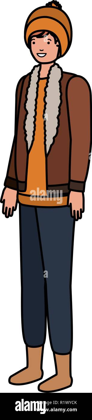 young man with winter clothes avatar character Stock Vector Image & Art ...