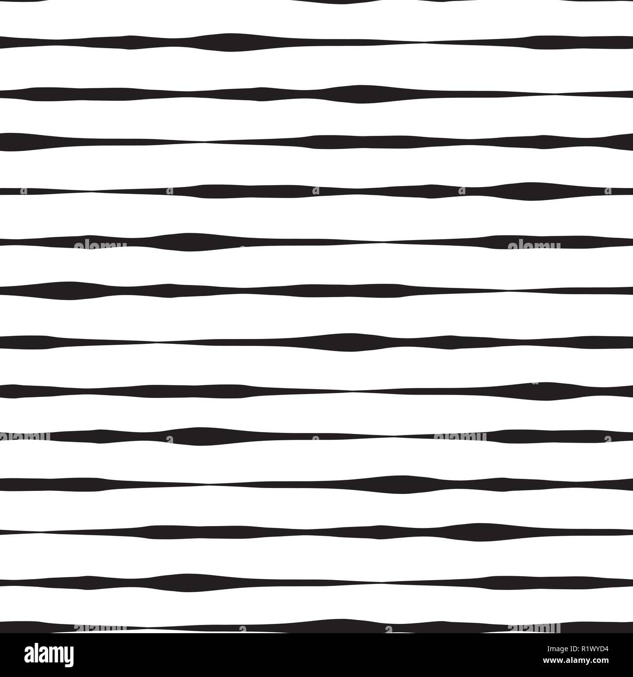 Black and white seamless vector background. Black hand drawn horizontal ...