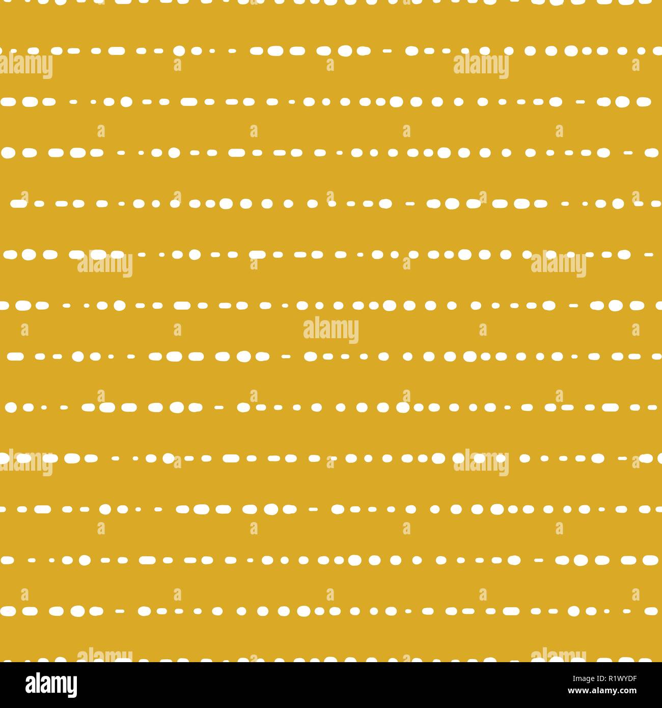 Horizontal dotted lines seamless vector background. White dots on gold ...