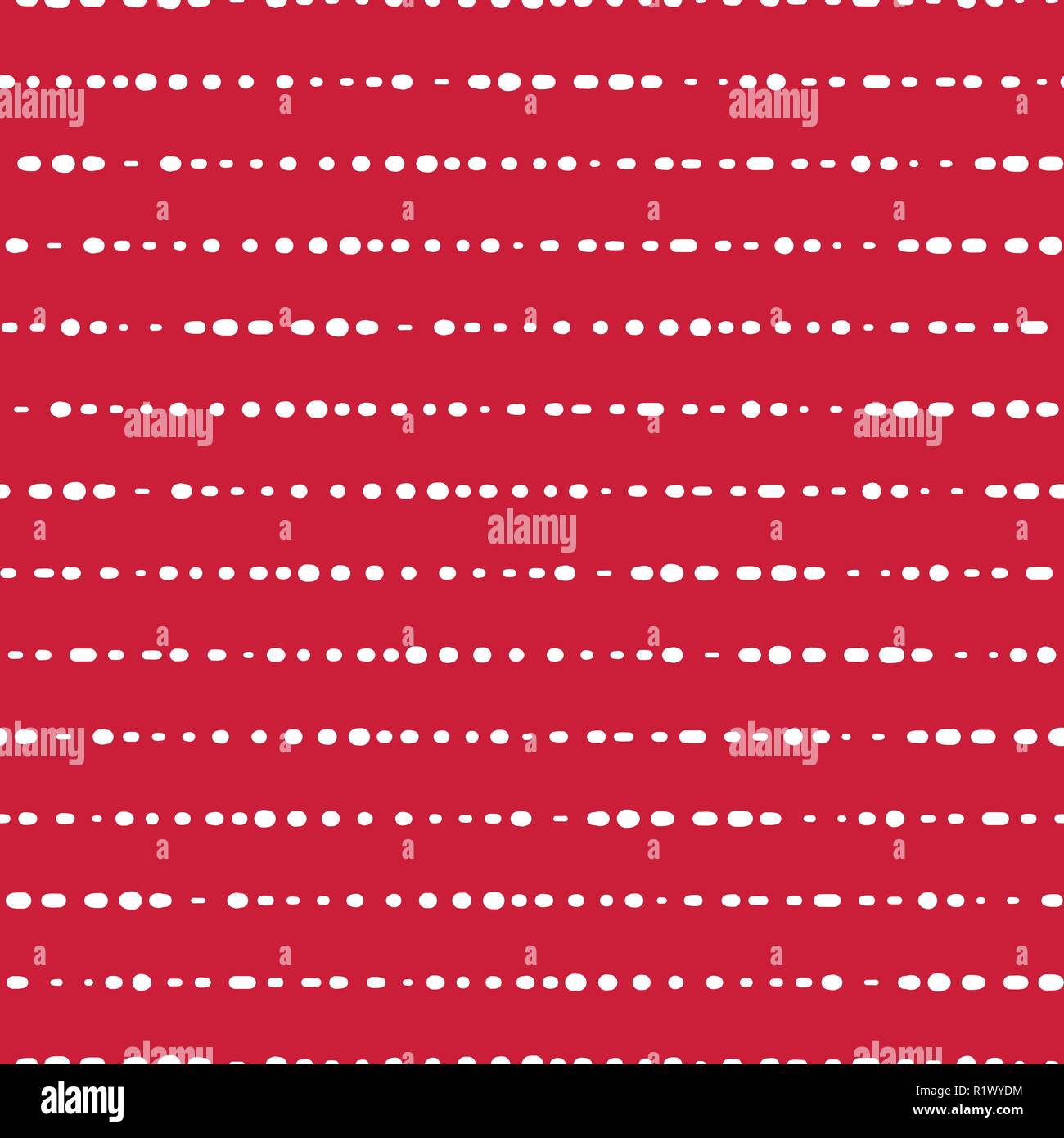 Dotted horizontal lines seamless vector background. White dots on red ...