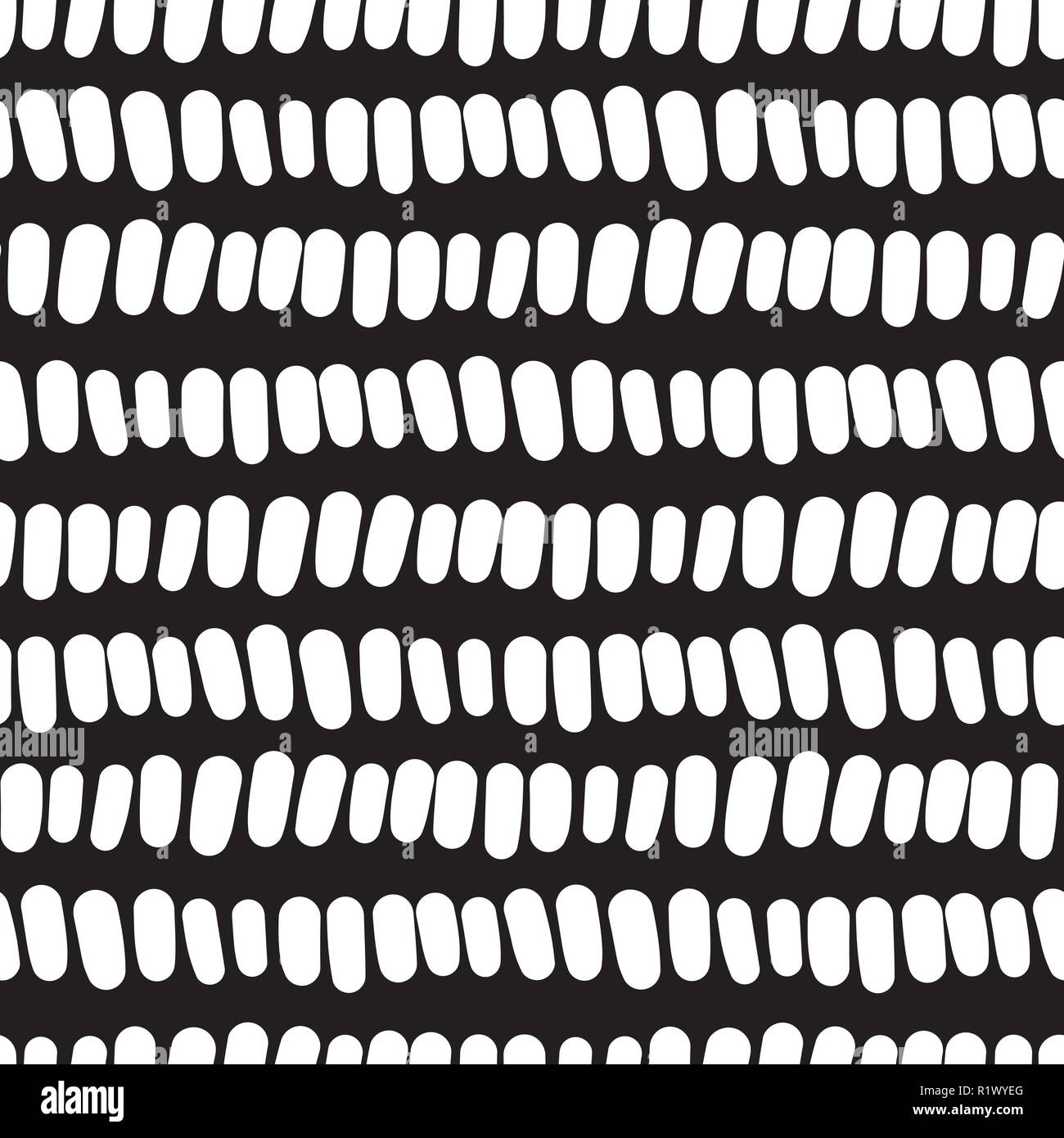 Monochrome seamless vector background. White hand drawn thick vertical ...