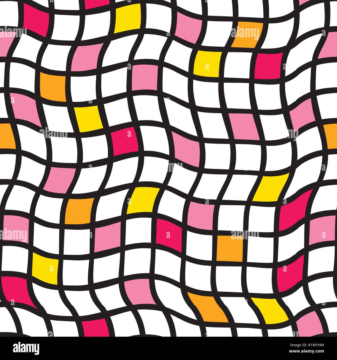 Handdrawn irregular grid. Vector seamless pattern. Black grid with ...