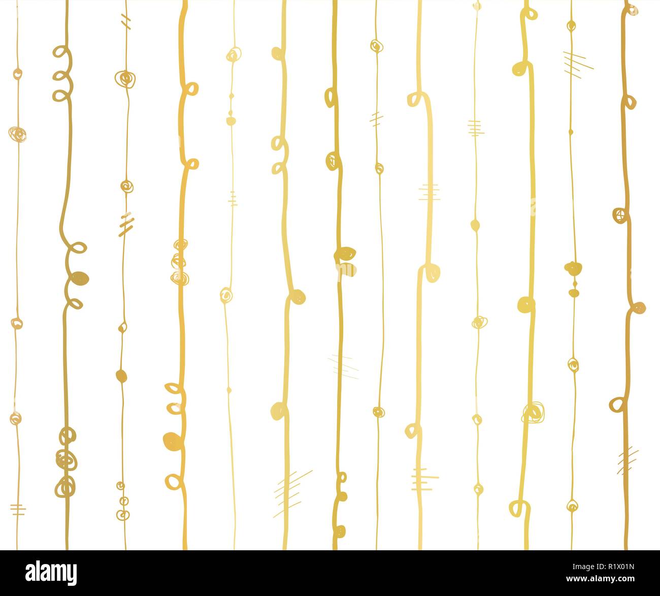 Gold foil abstract vertical lines seamless vector pattern. Golden wavy ...