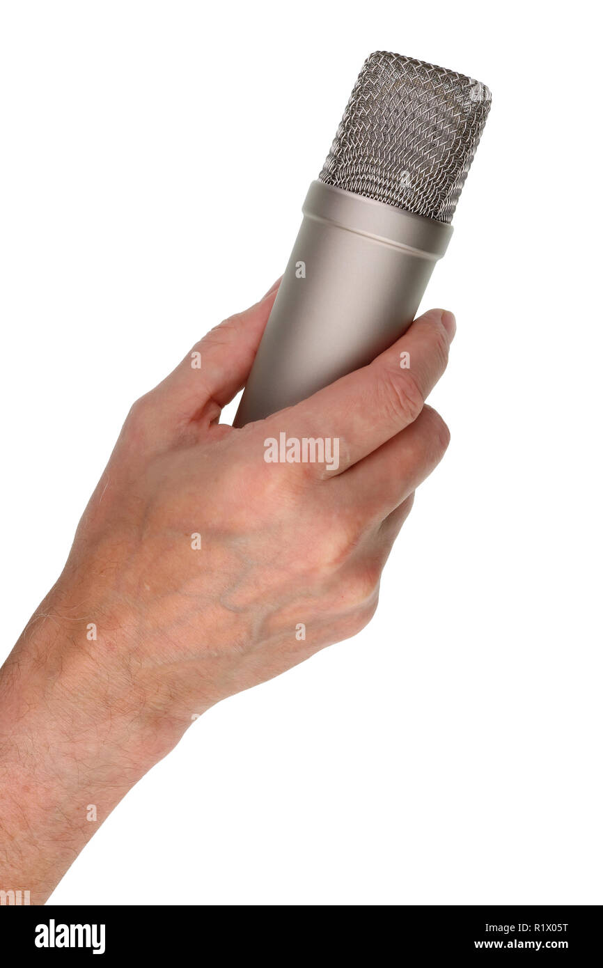 Hand holding microphone isolated hi-res stock photography and images ...