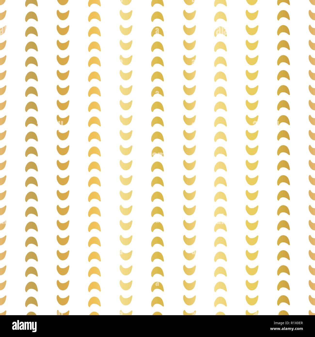 Gold foil half moon shapes seamless vector pattern. Golden crescents in ...