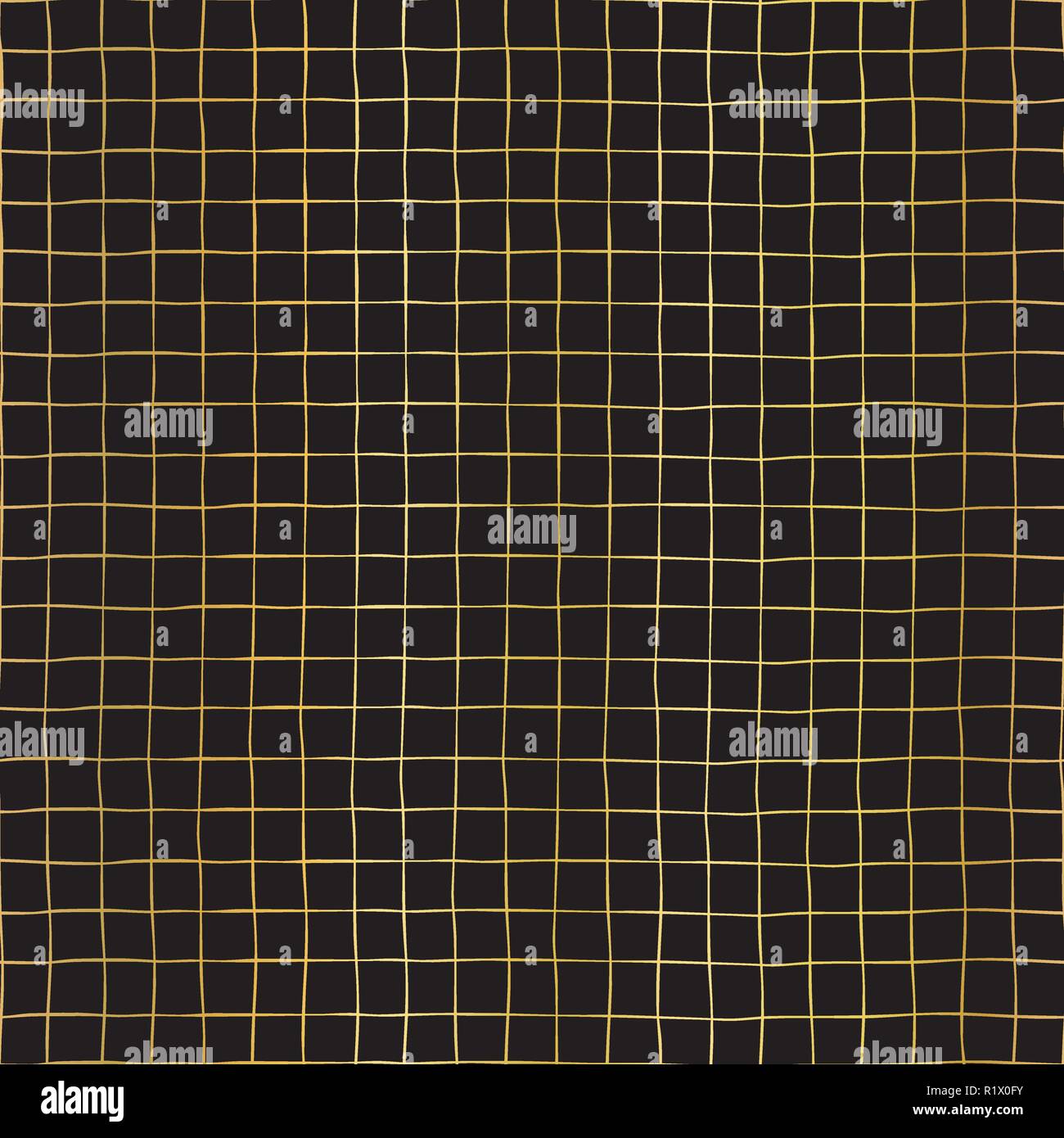 Gold foil grid seamless vector pattern background. Golden shiny hand ...