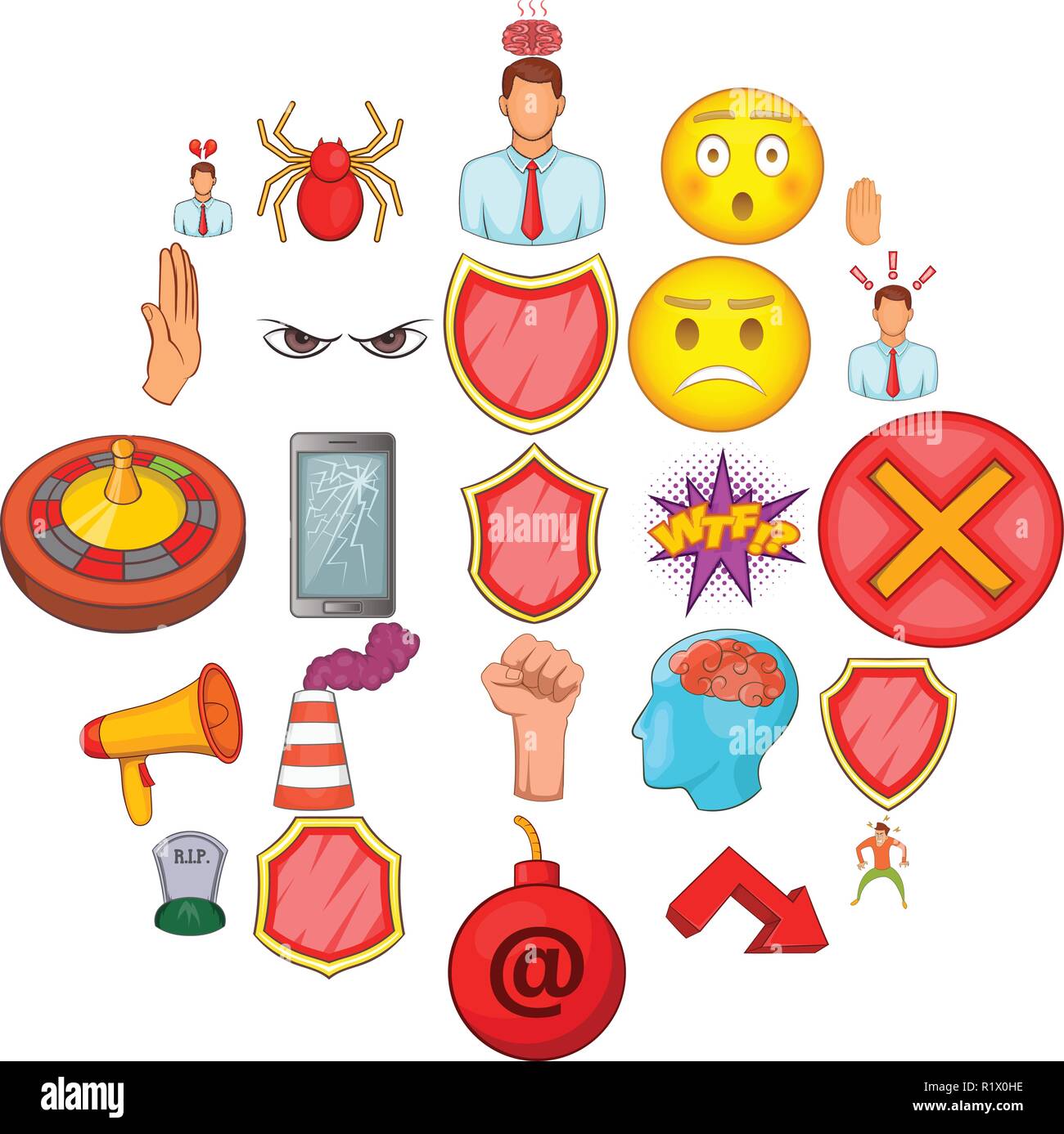 Stress icons set, cartoon style Stock Vector Image & Art - Alamy