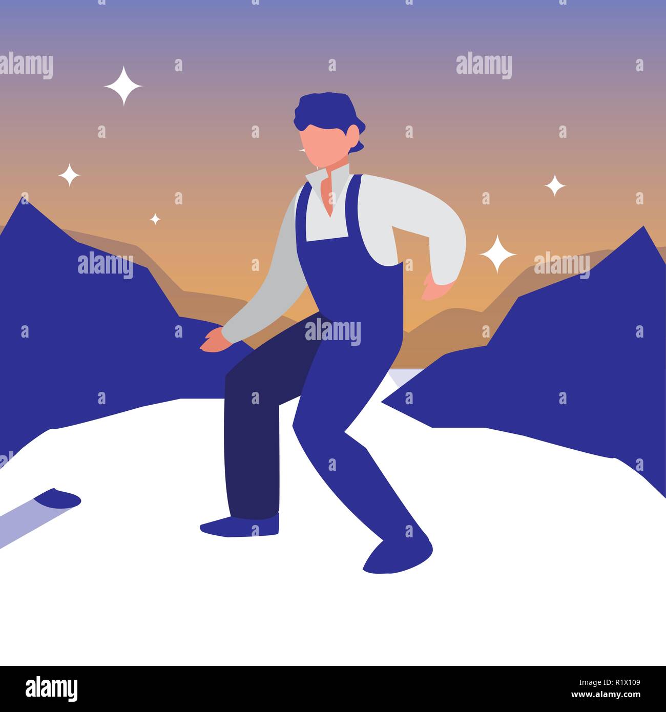 construction builder over landscape background, colorful design. vector ...