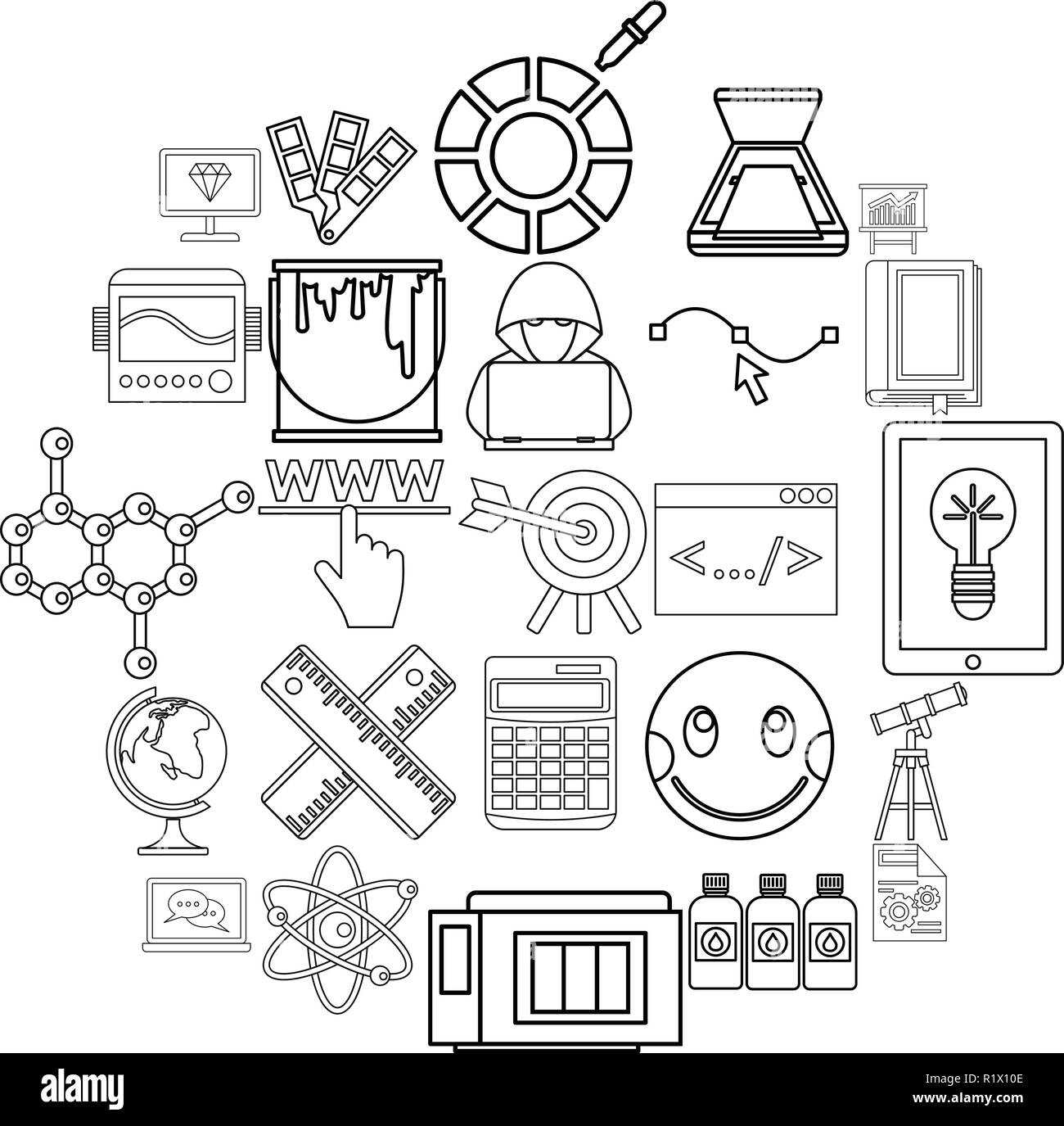 Study icons set, outline style Stock Vector Image & Art - Alamy