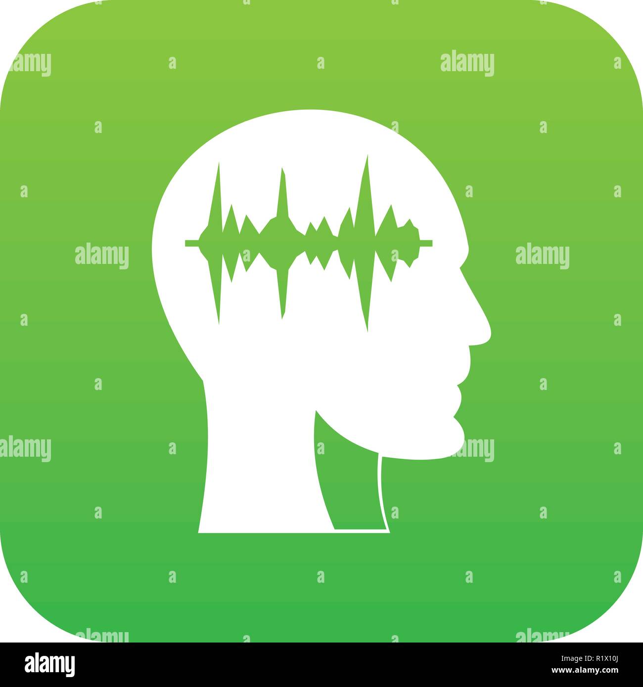 Green line human head heart hi-res stock photography and images - Alamy