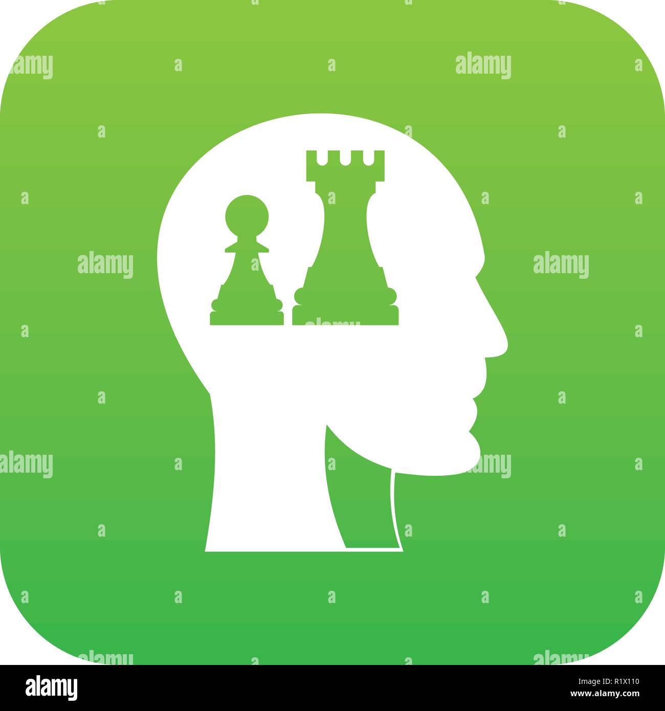 Head with queen and pawn chess icon digital green Stock Vector Image ...
