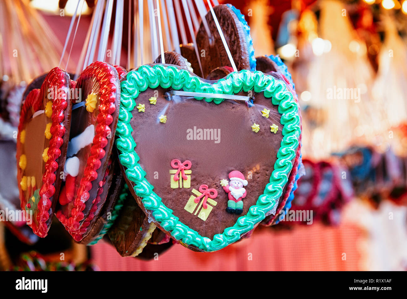 Stand with heart gingerbread sweets in Christmas Market at Kaiser ...
