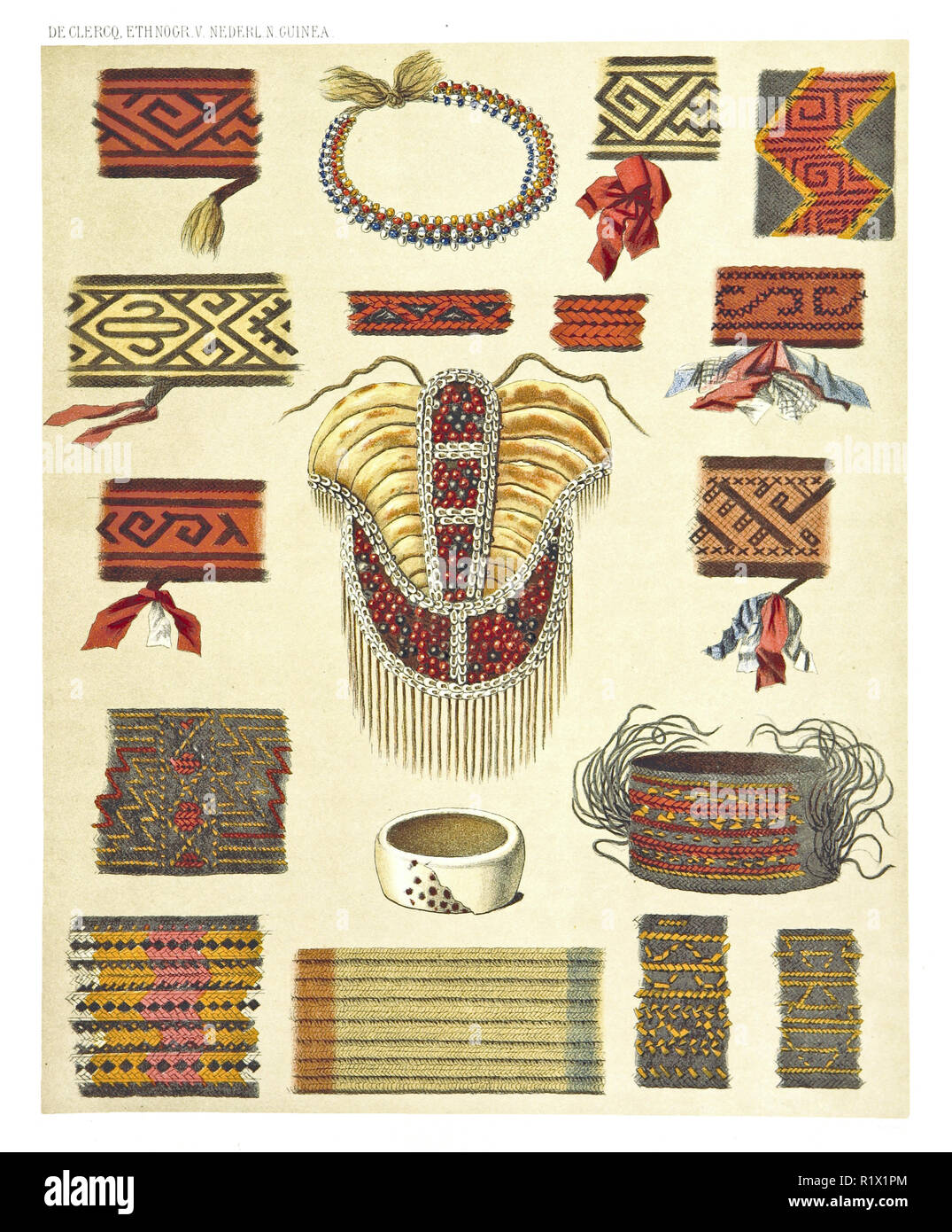 Illustration of ethnic objects from the West and North coast of Dutch ...