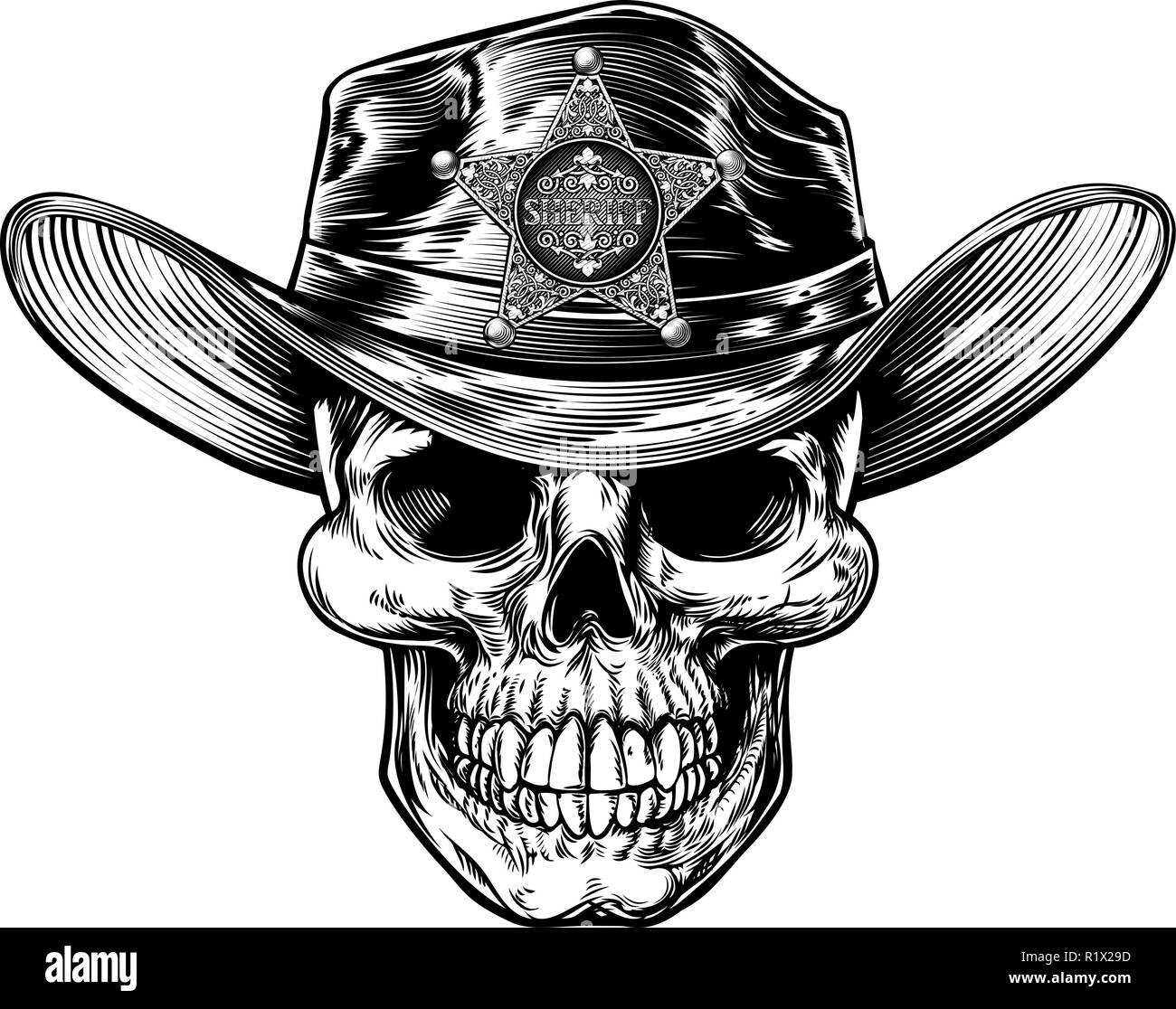 Hand drawn cow skull Black and White Stock Photos & Images - Alamy