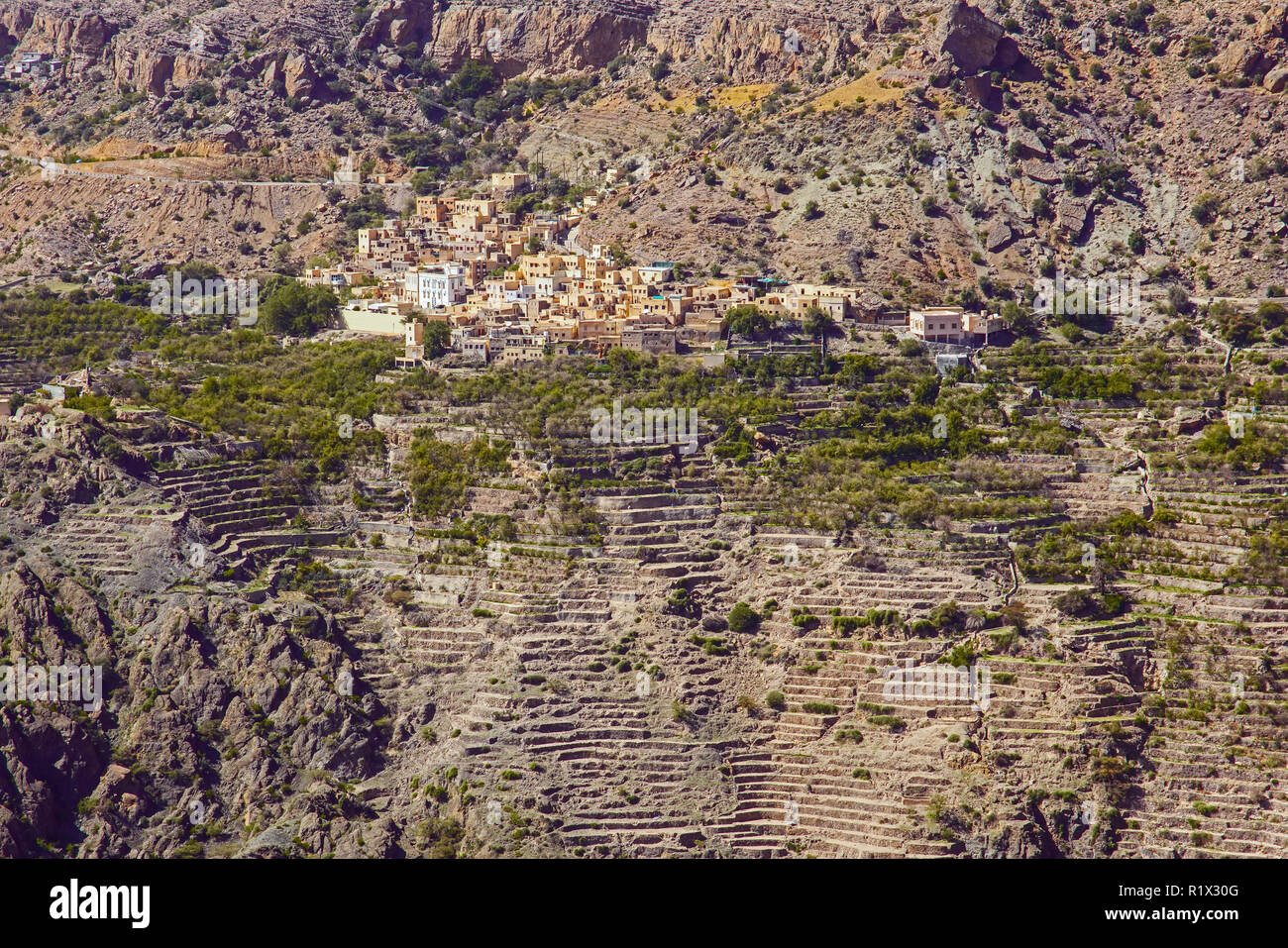 Hillside Village. View from Anantara Al Jabal Akhdar Resort. Located in ...