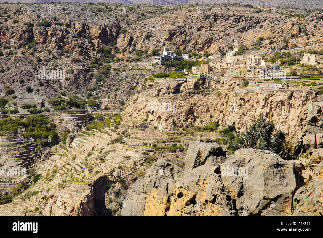 Hillside Village. View from Anantara Al Jabal Akhdar Resort. Located in ...