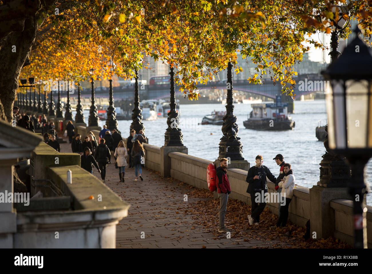 Autumn colours along the footpath on the South bank side of the River ...