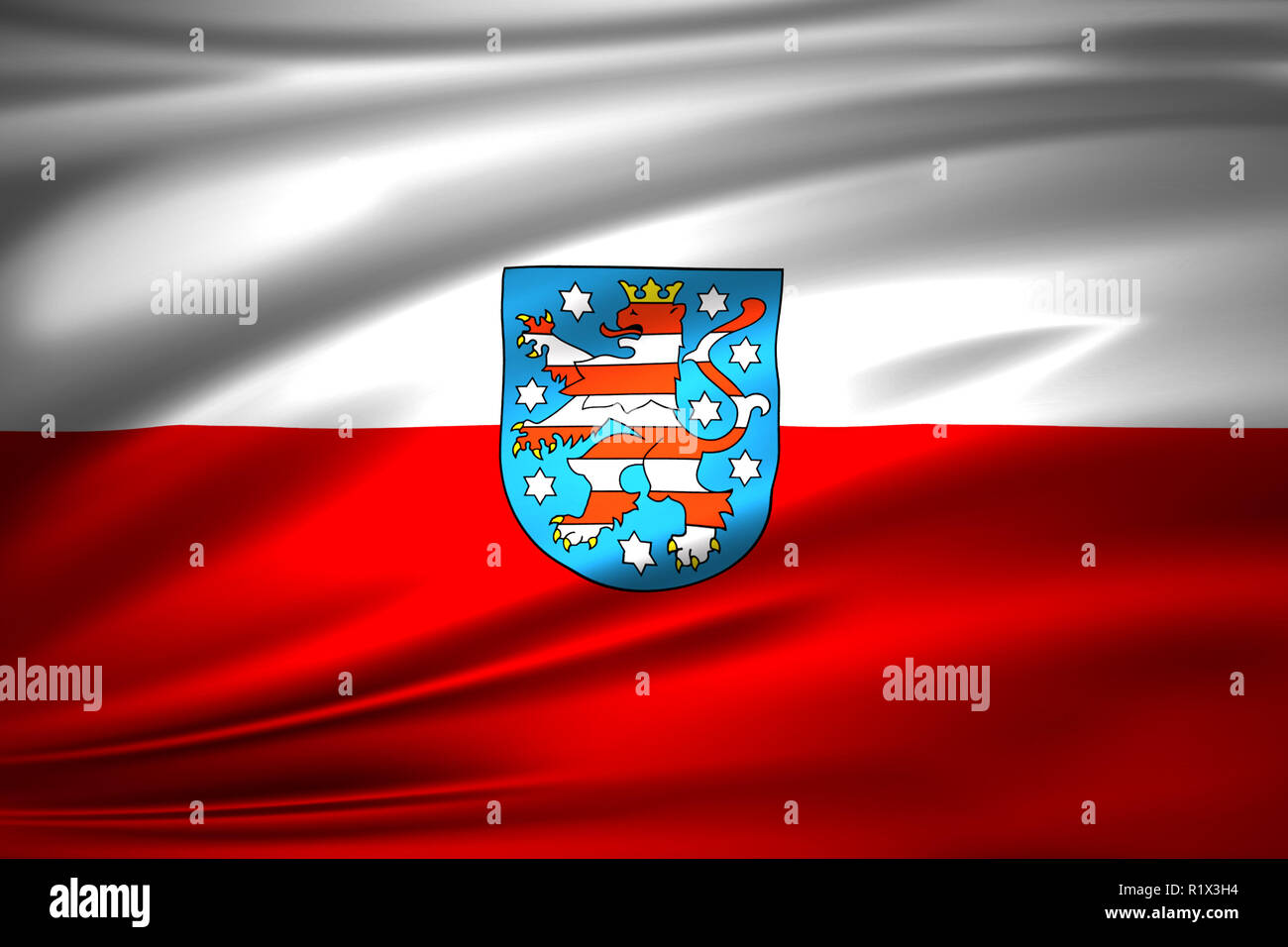 Thuringia 3D waving flag illustration. Texture can be used as ...