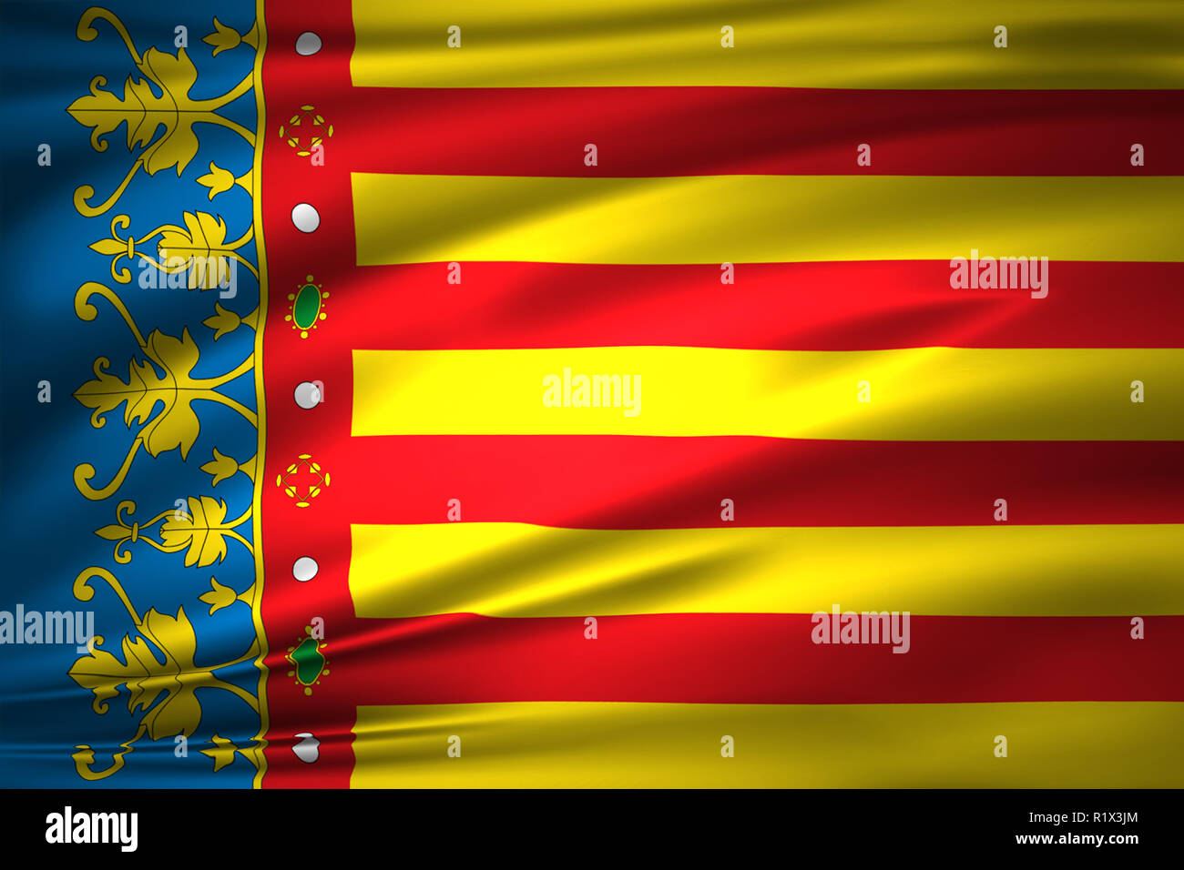 Valencia 3D waving flag illustration. Texture can be used as background ...
