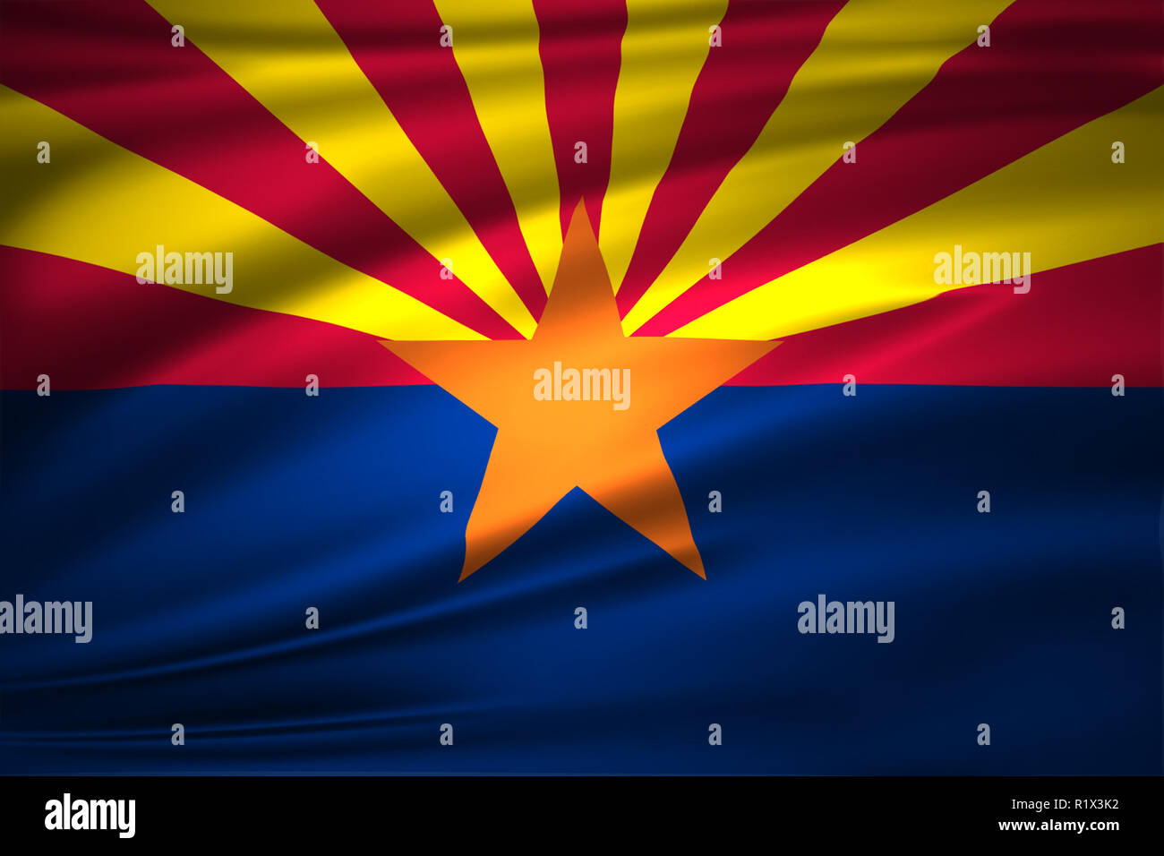 Arizona 3D waving flag illustration. Texture can be used as background ...