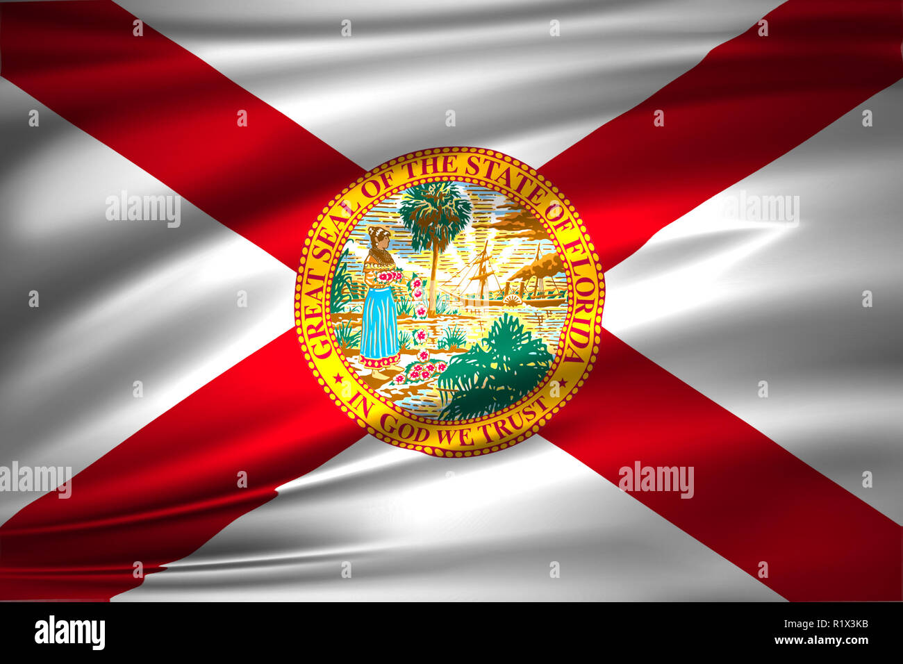 Florida 3D waving flag illustration. Texture can be used as background ...