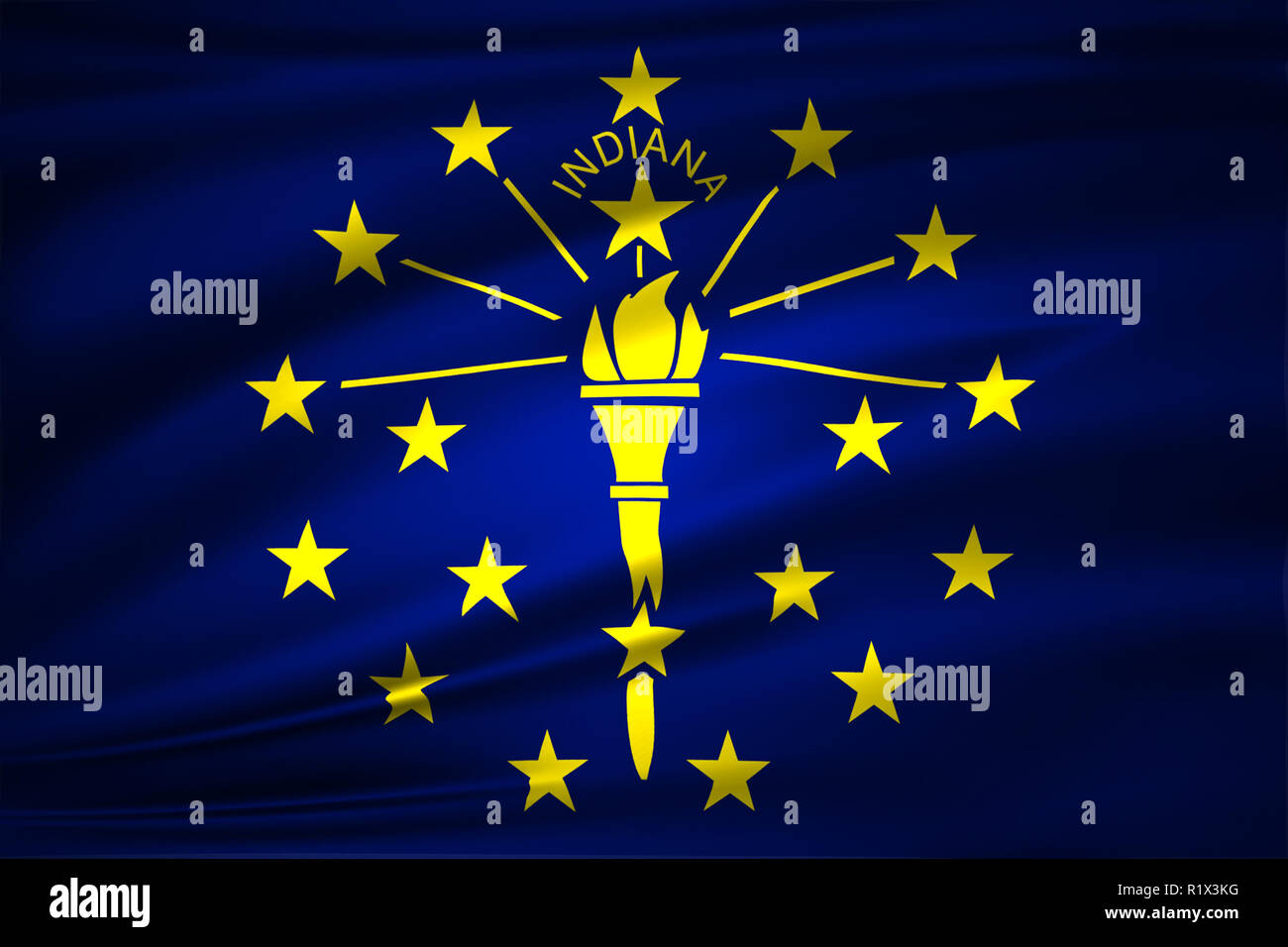Indiana 3D waving flag illustration. Texture can be used as background ...
