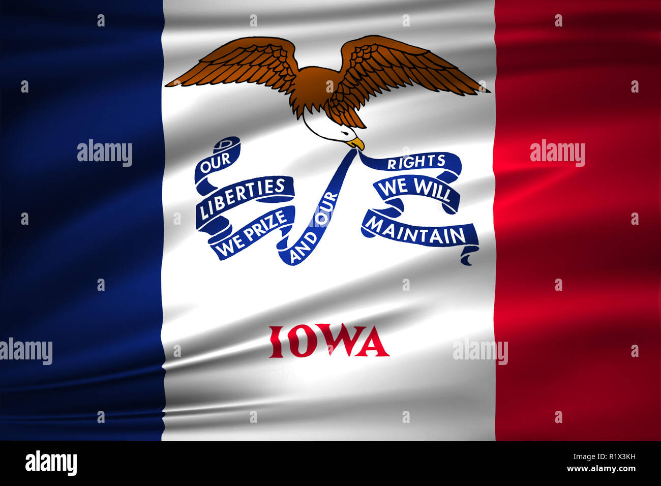 Iowa 3D waving flag illustration. Texture can be used as background ...