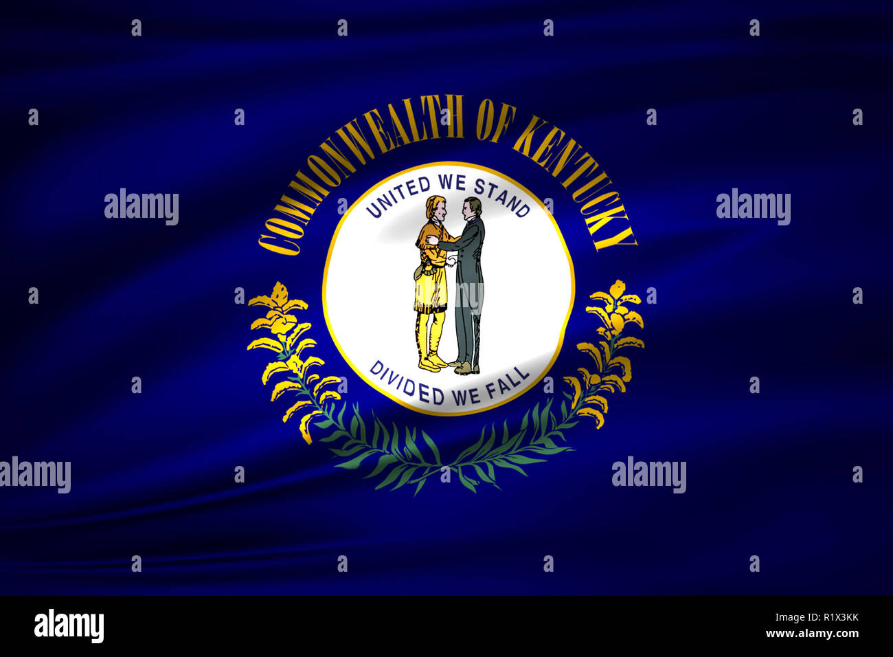 Kentucky 3D waving flag illustration. Texture can be used as background ...
