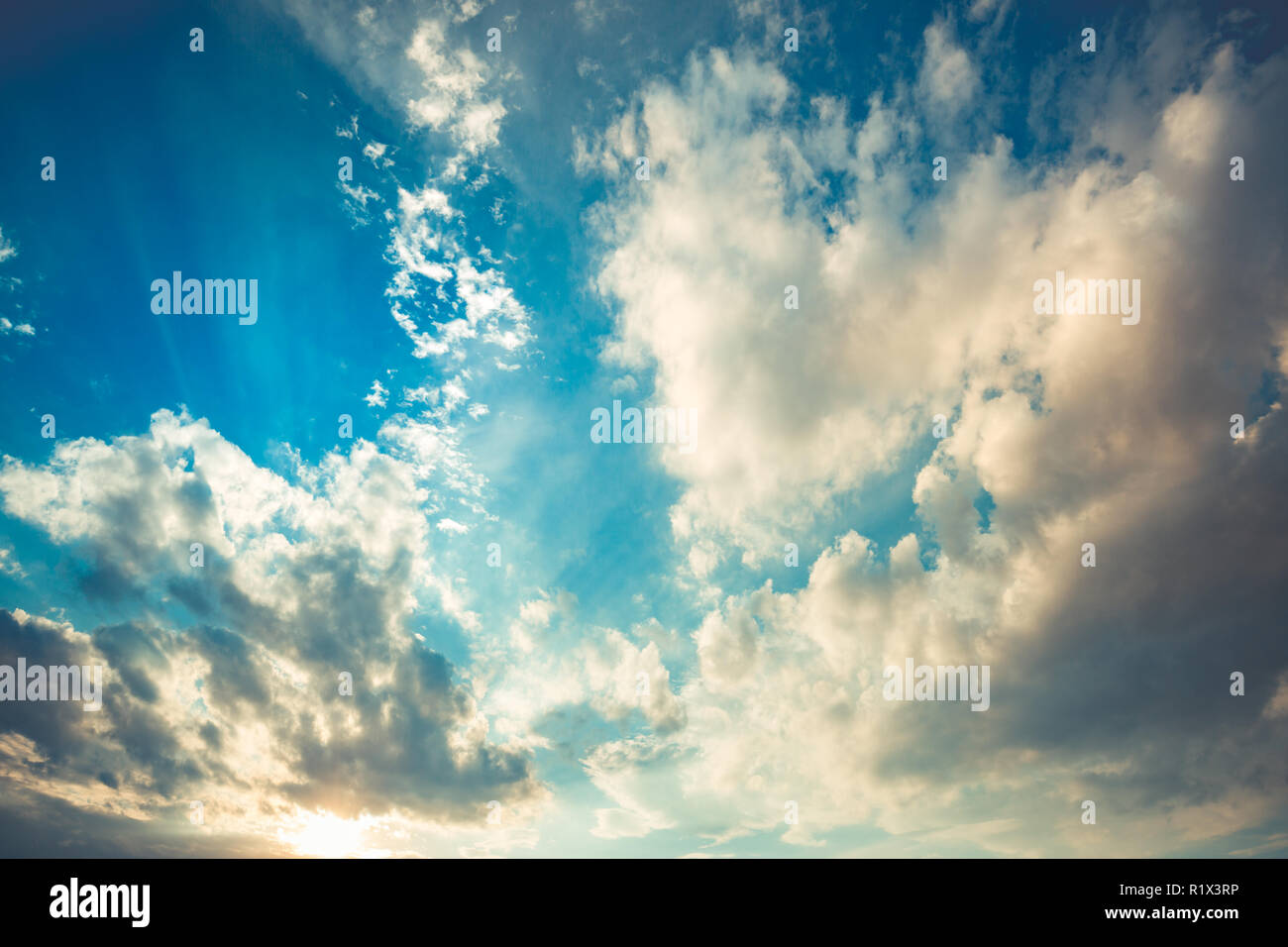 Blue sky and clouds. Weather and nature background Stock Photo - Alamy