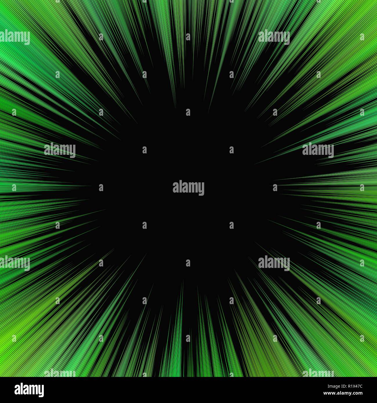 Green Psychedelic Abstract Ray Burst Background Design Stock Vector