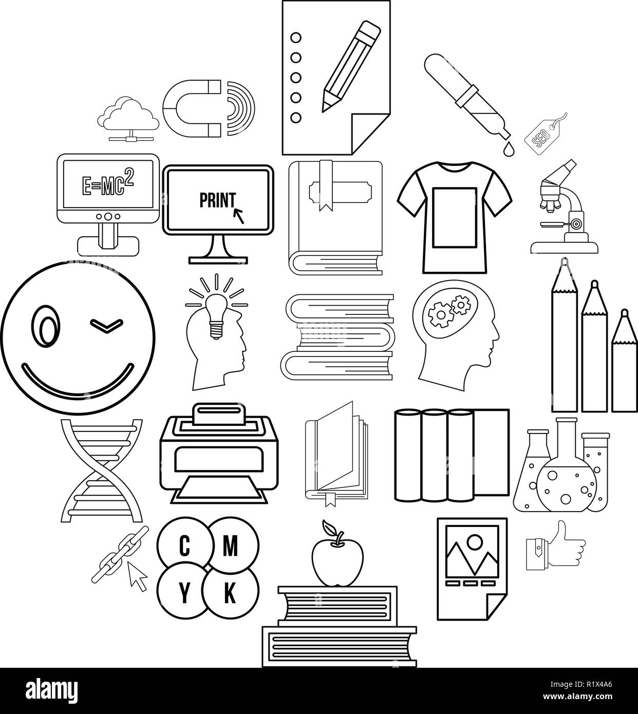 Explore icons set, outline style Stock Vector Image & Art - Alamy