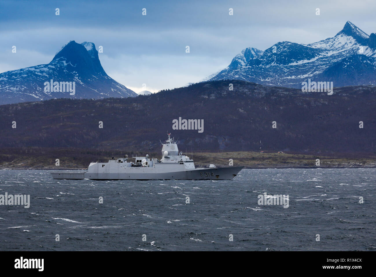 The Norwegian frigate KNM Thor Heyerdahl in a fjord Stock Photo - Alamy