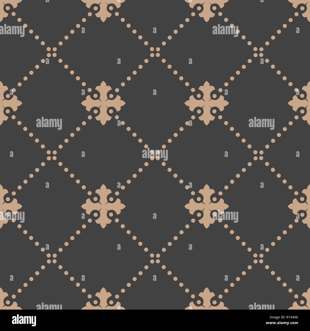 Vector damask seamless retro pattern background curve check cross dot ...