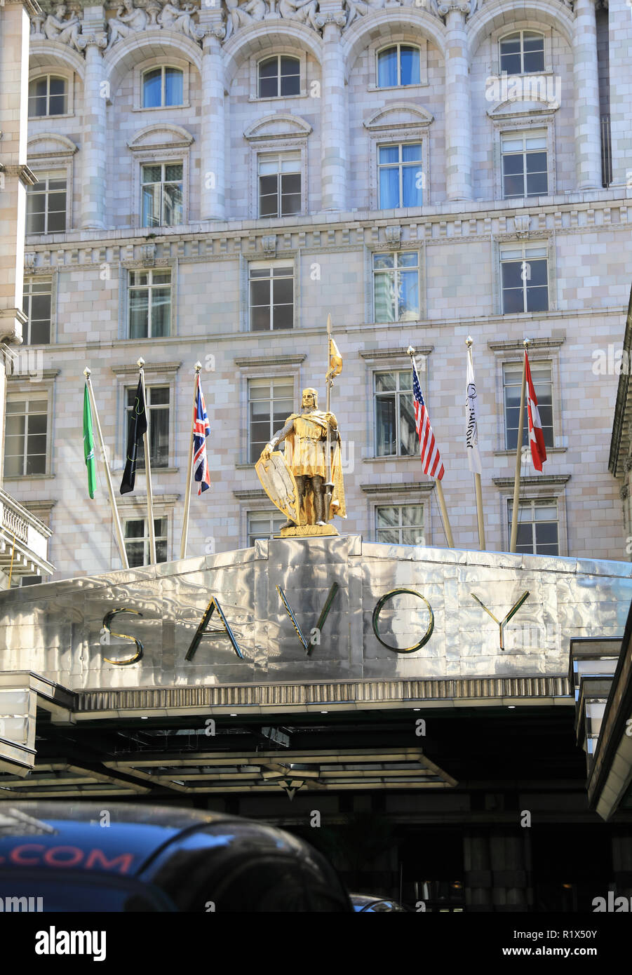 The iconic, luxury Hotel Savoy on the Strand in central London, UK ...