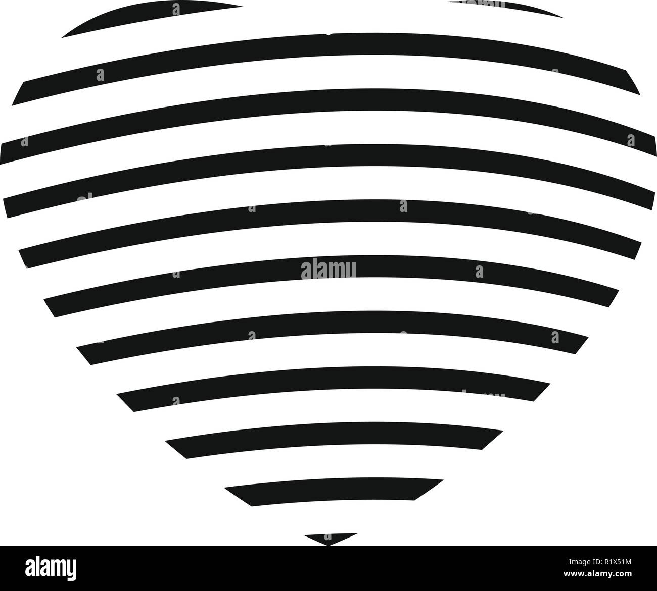 Striped heart icon. Simple illustration of striped heart vector icon ...