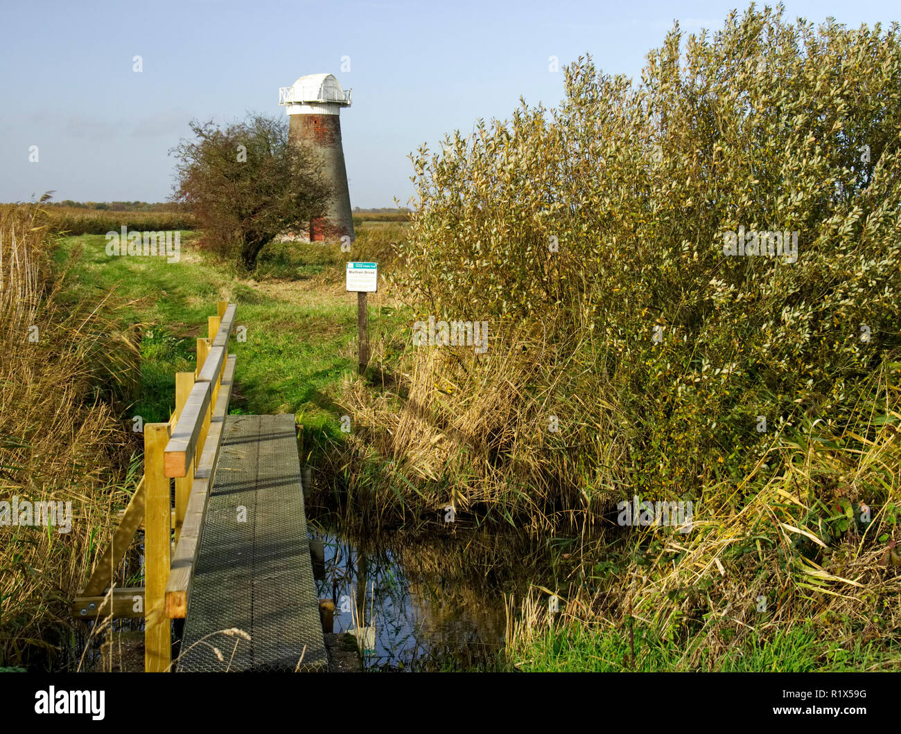 The disused drainage wind pump on the marshes at the edge of Martham ...