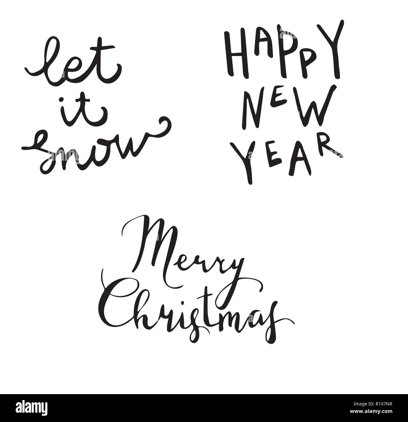 Set of Christmas lettering handwritten Stock Vector Image & Art - Alamy