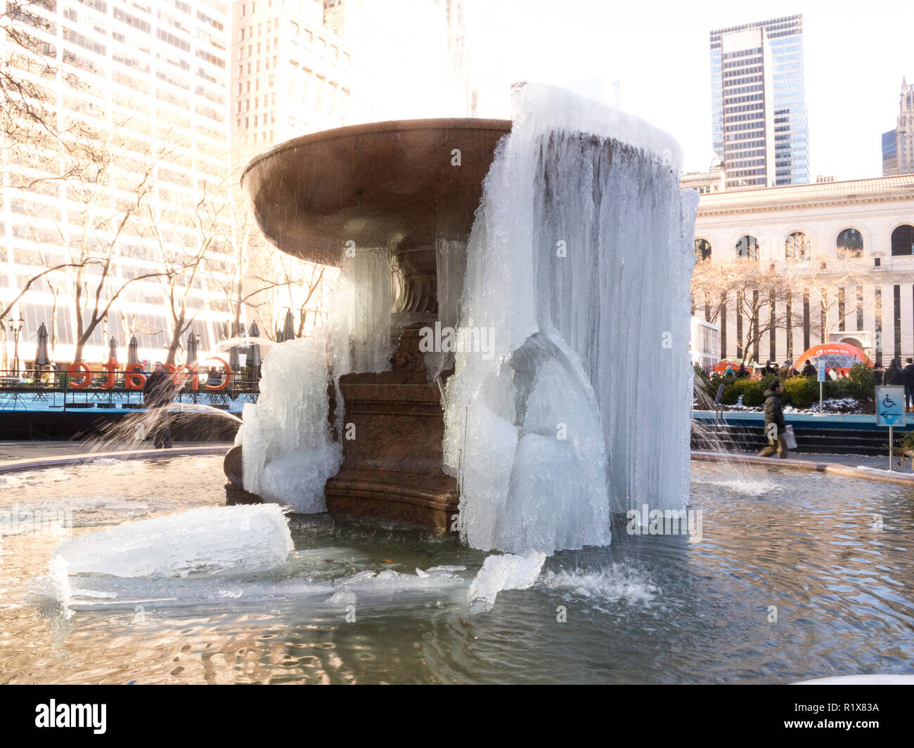 The Josephine Shaw Lowell Memorial Fountain, Frozen during Winter Storm ...