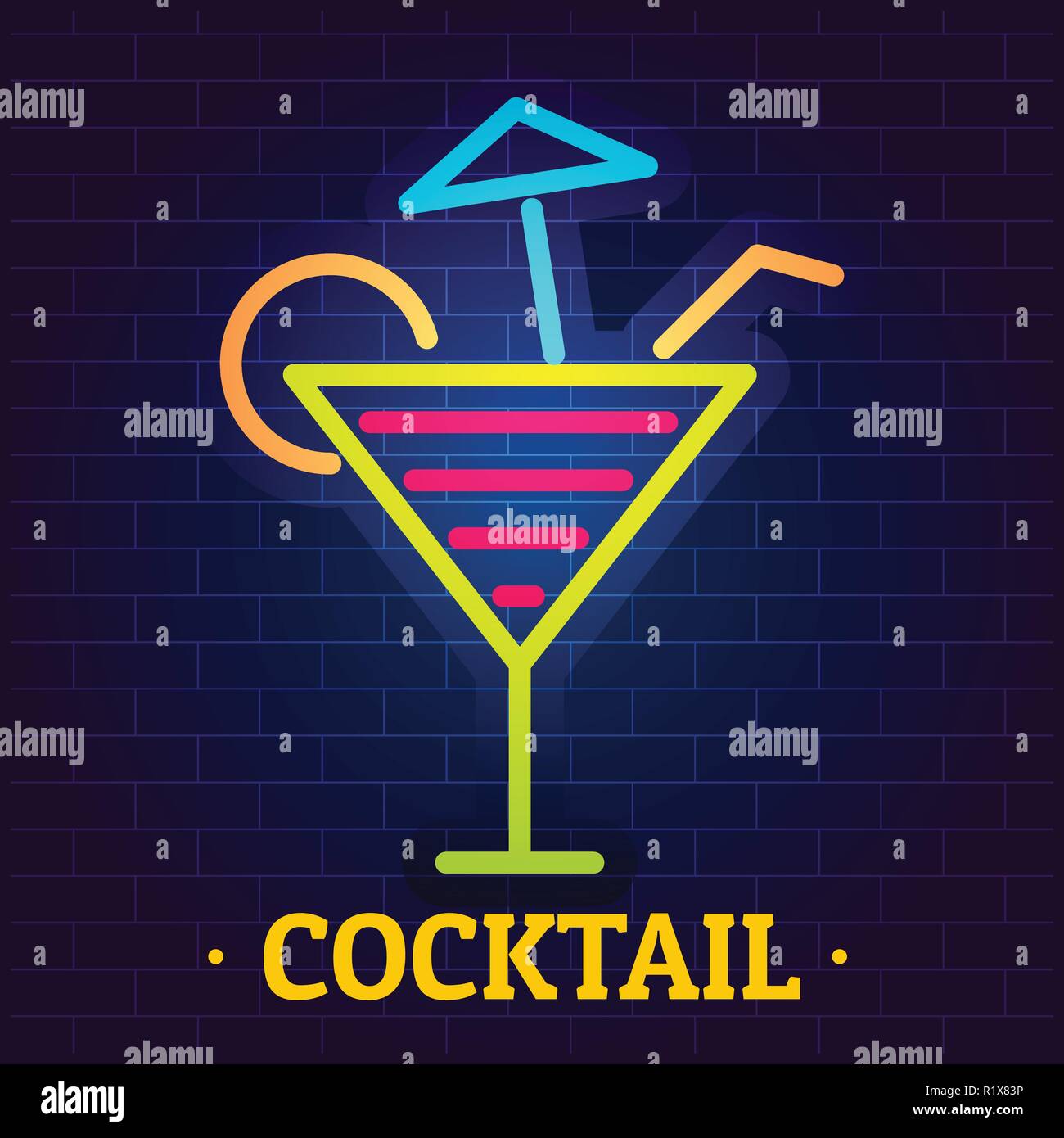 Cocktail logo. Flat illustration of cocktail vector logo for web Stock ...