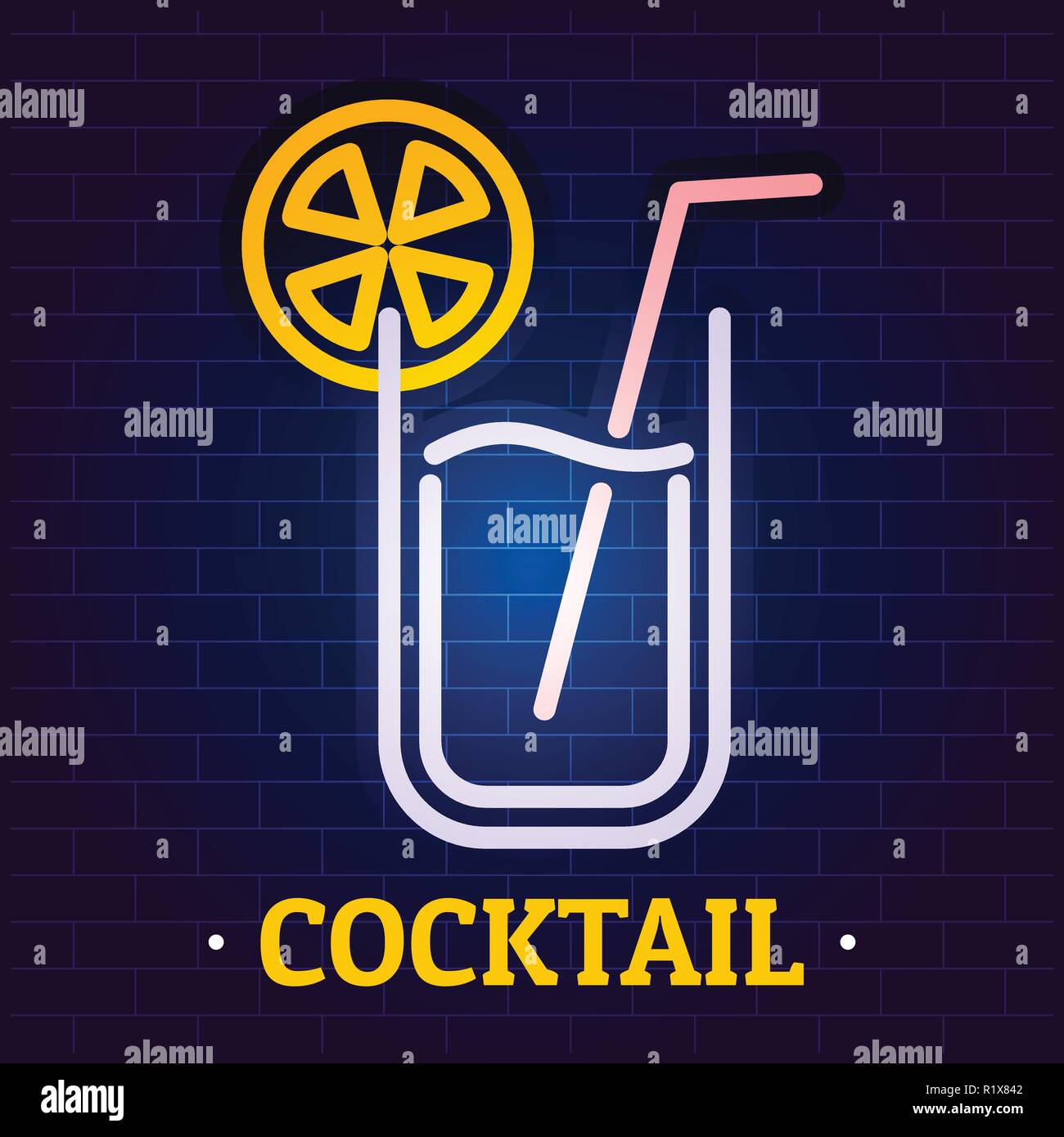 Cocktail signboard logo. Flat illustration of cocktail signboard vector ...
