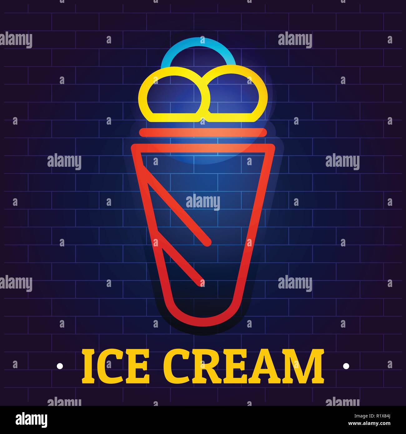 Ice cream signboard logo. Flat illustration of ice cream signboard ...