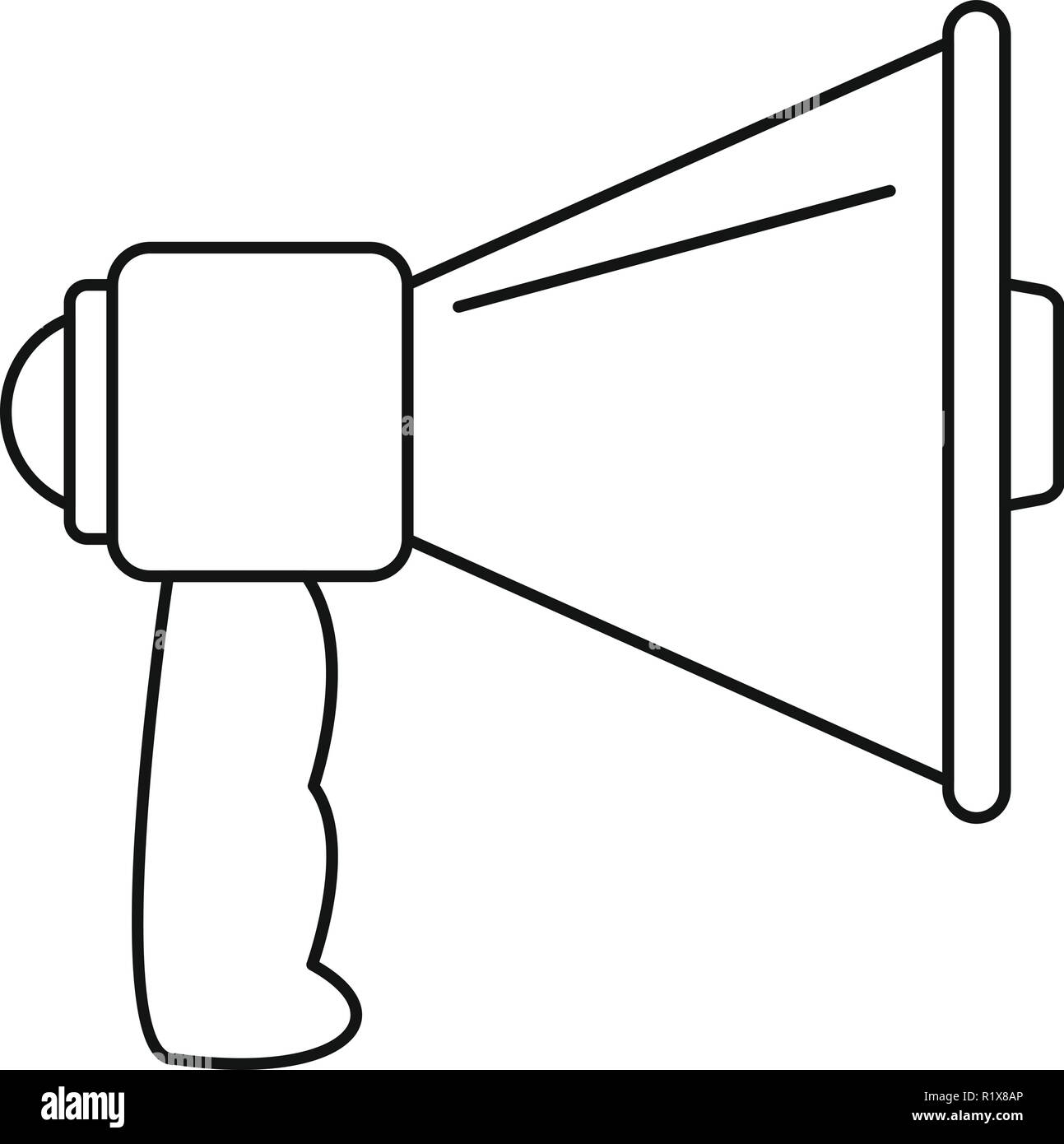 Megaphone with handle icon. Outline illustration of megaphone with ...