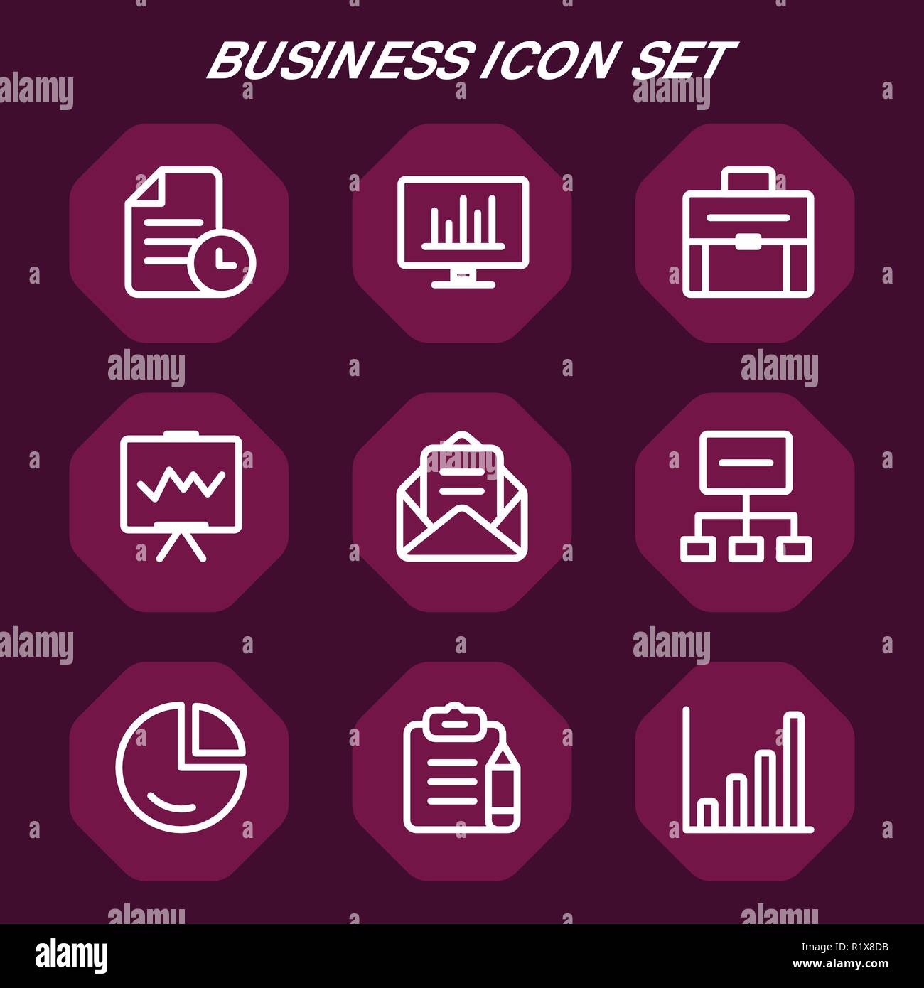 Business icon set in red maroon background for web design Stock Vector ...