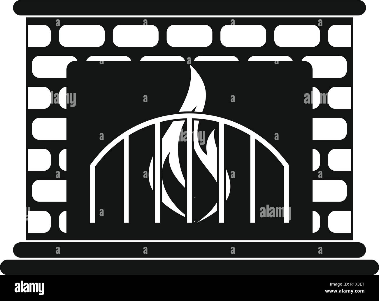 Fireplace icon. Simple illustration of fireplace vector icon for web ...