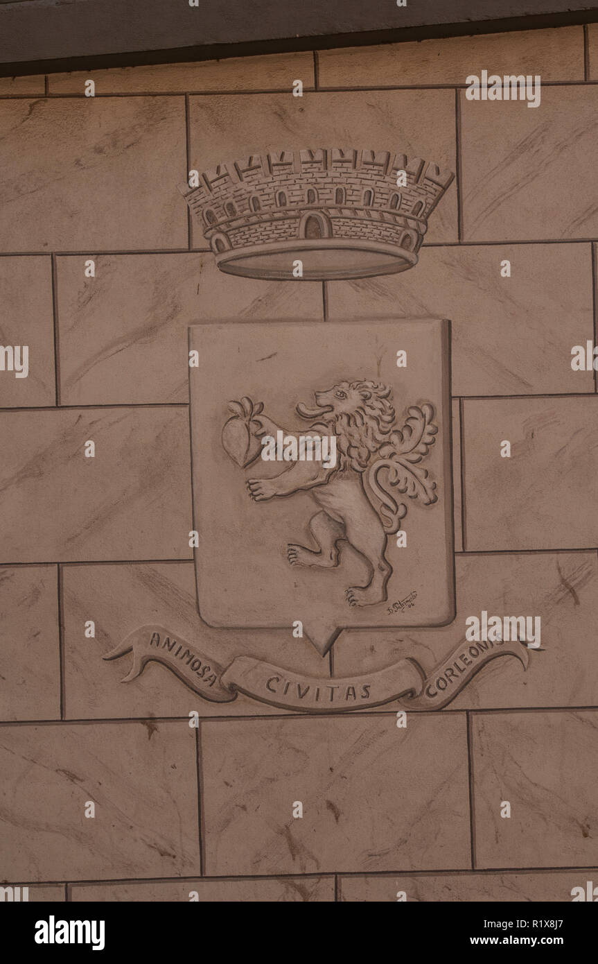 Coat of arms and motto of the city of Corleone, Sicily Stock Photo - Alamy