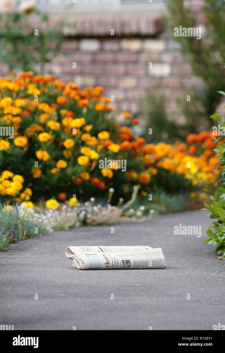 Morning Paper Delivered on Front of Private Residence, USA Stock Photo ...