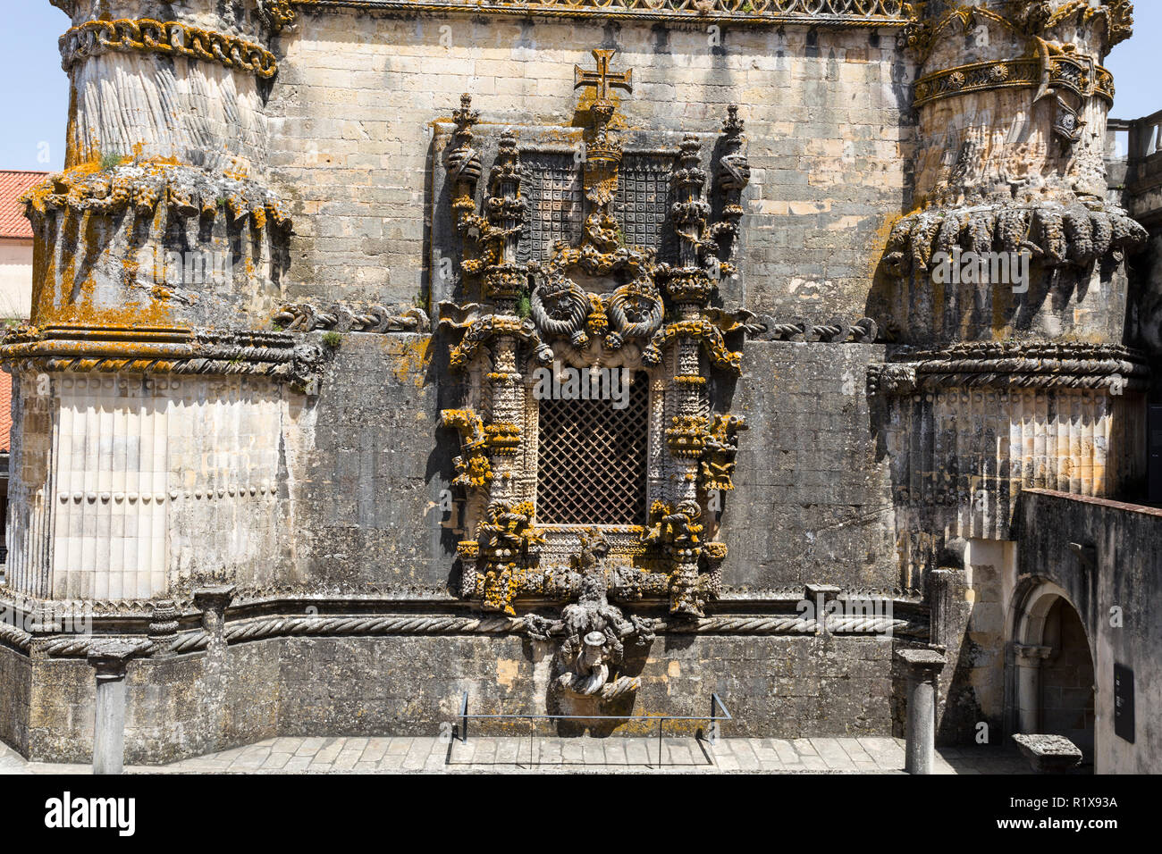 Detail of the delicate and intricate carvings of the Manueline window ...
