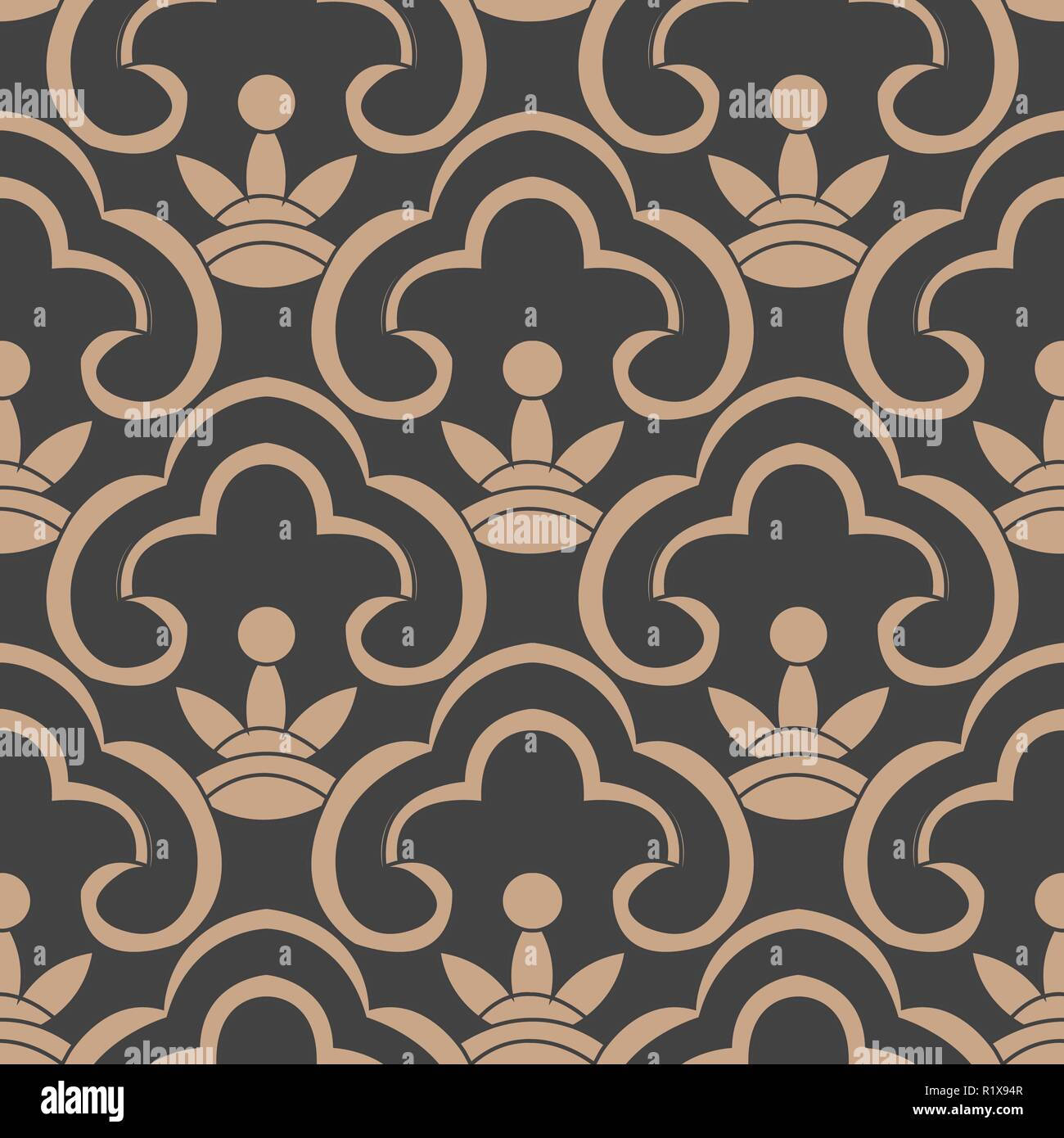 Vector damask seamless retro pattern background oriental curve cross ...